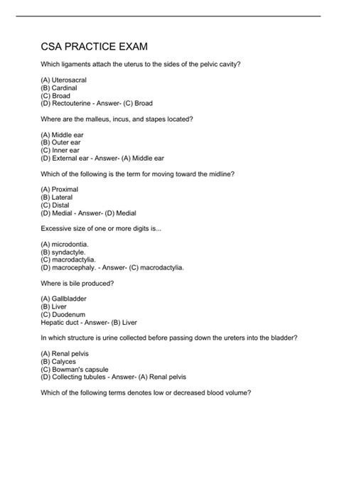 Csa Practice Exam Csa Stuvia Us