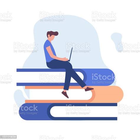 온라인 교육 및 홈 스쿨링 관련 벡터 플랫 일러스트 디자인 대학생에 대한 스톡 벡터 아트 및 기타 이미지 대학생 학습 책 Istock