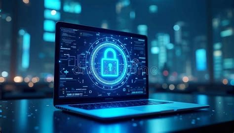 Laptop On The Screen Lock Cyber Security Data Protection Concept Encryption Concept