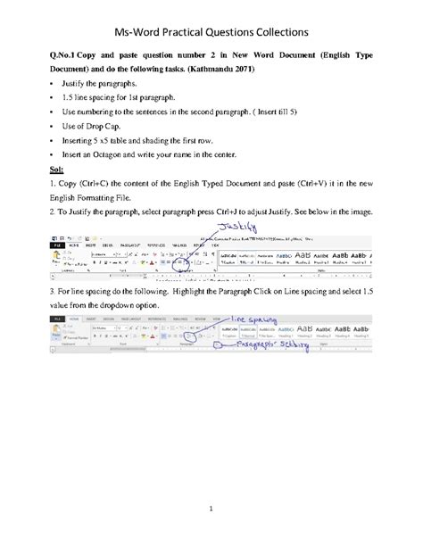 Ms Word Practical Questions Collections Practical Questions