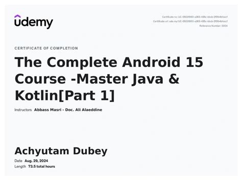 achyutam dubey on linkedin completed udemy course on android 15