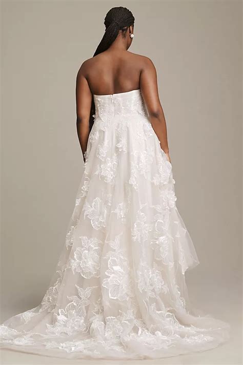 Watters Arien Strapless Corset Floral Appliqué A Line Wedding Gown Anthropologie