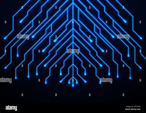 Abstract Neon Blue Tech Circuit Board Lines Sci Fi Background Futuristic Computer Chip Vector