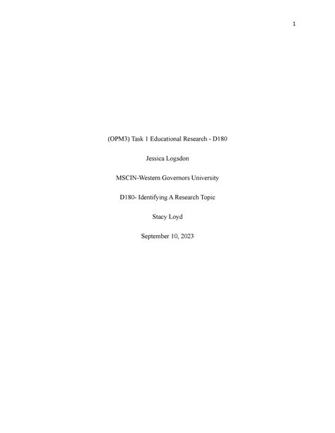 D Task JL D Task Passed OPM Task Educational Research D Jessica Logsdon