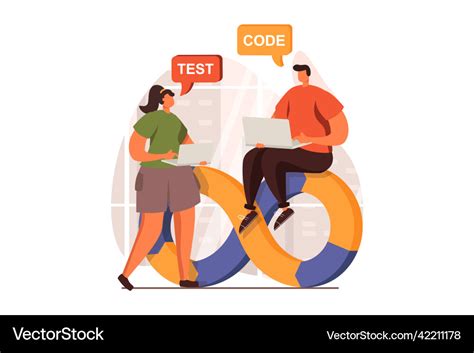 devops web concept in flat design royalty free vector image