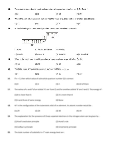 SOLUTION Atomic Structure Class 11 Mcq With Answers Studypool