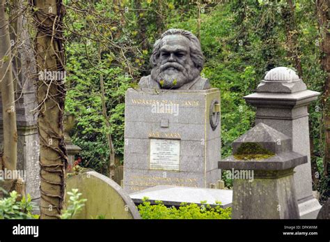 View Of The Burial Place Of Karl Marx At Highgate Cemetery In London