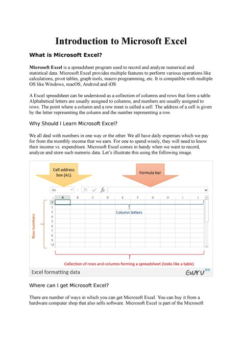 Introduction To Microsoft Excel Microsoft Excel Provides Multiple