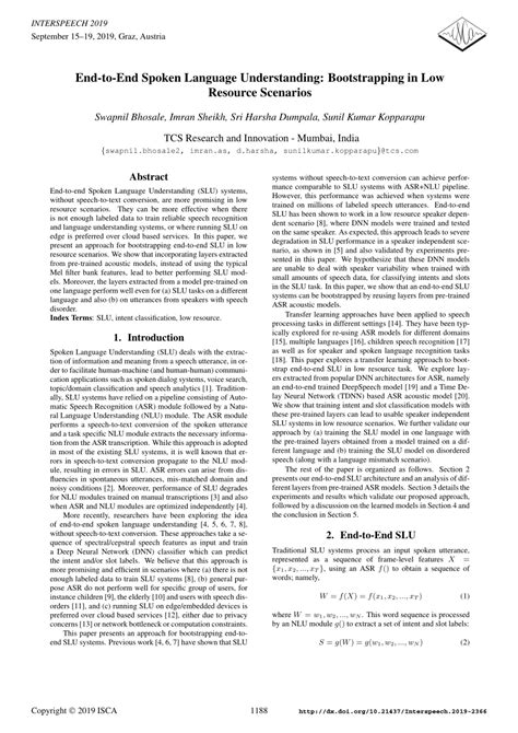 Pdf End To End Spoken Language Understanding Bootstrapping In Low Resource Scenarios