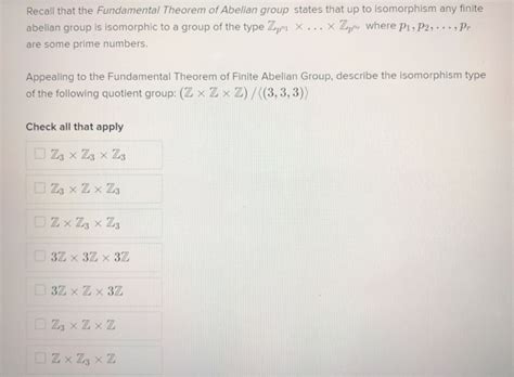 solved recall that the fundamental theorem of abelian group