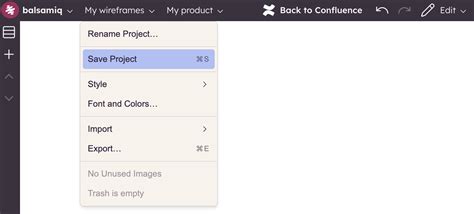 How To Save Your Wireframes In Balsamiq For Confluence Data Center Balsamiq Documentation