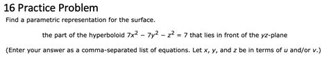 Solved 16 Practice Problem Find A Parametric Representation