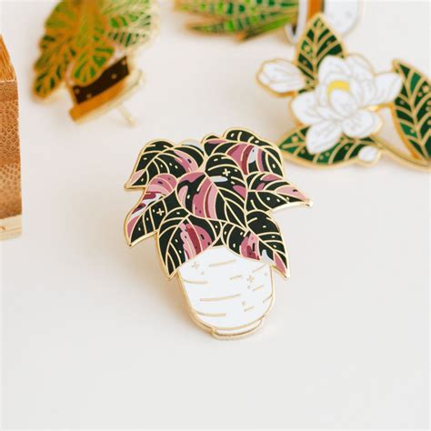 Pink Princess Philodendron Enamel Pin Enamel Pins Enamel Pin Etsy Enamel Pin Display