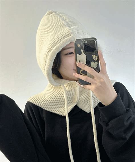 ️당일발송 ️도톰⛄️ 니트 단추 바라클라바 후드넥워머 발라클라바 에이블리