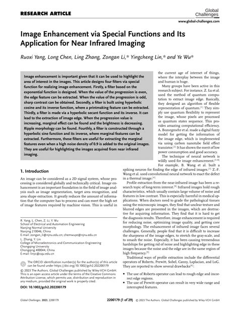 Pdf Image Enhancement Via Special Functions And Its Application For Near Infrared Imaging