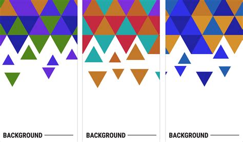 Set Of Templates With Colorful Triangle Pattern At Each Corner Position With White Space Modern