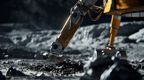 A Robotic Arm Excavates Regolith On An Asteroid During Space Mining Stock Image Image Of