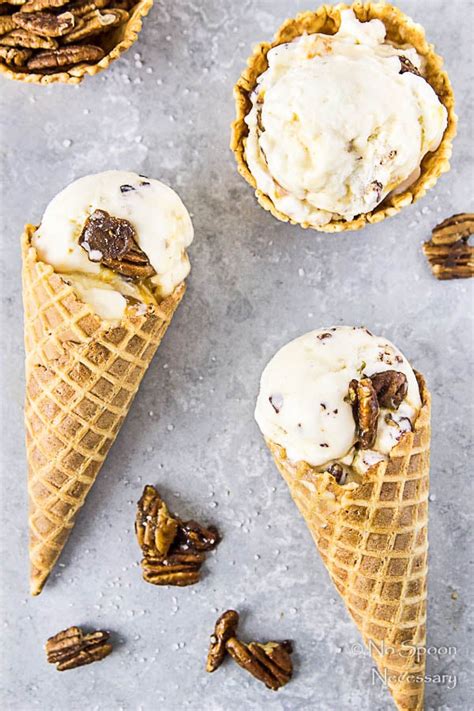 No Churn Salted Caramel Ripple Butter Pecan Ice Cream No Spoon Necessary
