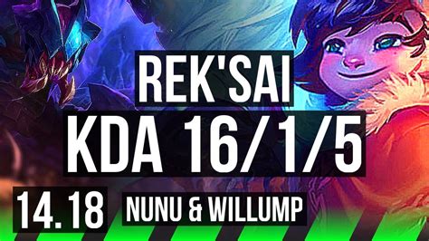 Reksai Vs Nunu And Willump Jgl 1615 Legendary 66 Winrate Na
