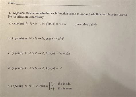 Solved Name10 ﻿points ﻿determine Whether Each Function Is
