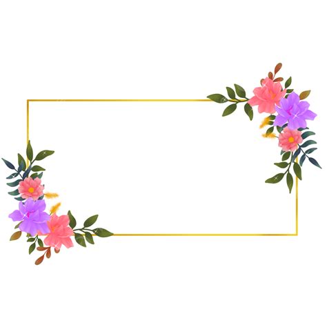 Magnolia Flower Wreath With Rectangle Golden Frame Wedding Invitation
