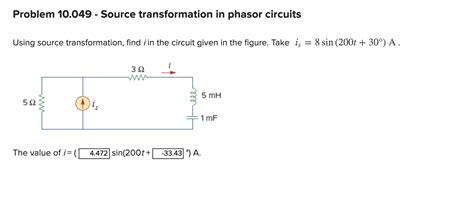 solved problem 10 049 source transformation in phasor