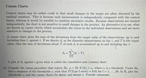 Solved Cusum Charts Control Charts May Be Rather Crude In Chegg