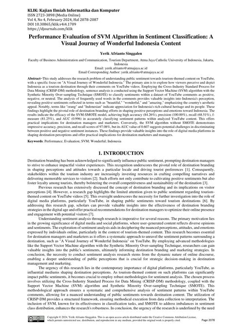 Pdf Performance Evaluation Of Svm Algorithm In Sentiment Classification A Visual Journey Of