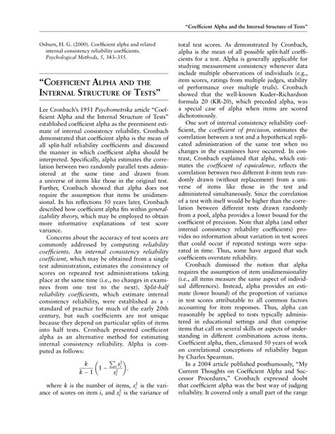Pdf Coefficient Alpha
