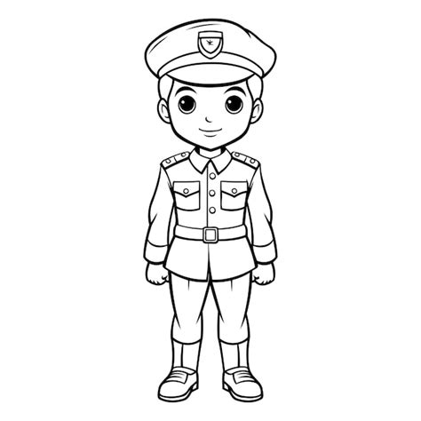 어린이를 위한 컬러링 책 경찰 프리미엄 벡터