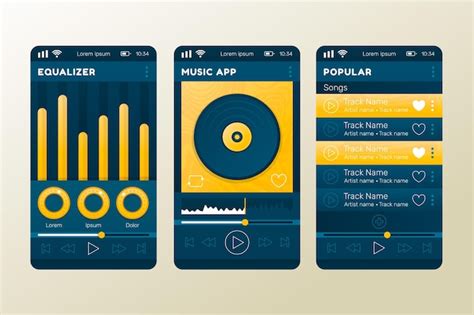 음악 플레이어 앱 인터페이스 개념 무료 벡터