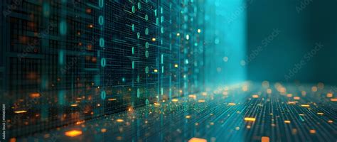 Flowing Stream Of Binary Code In Green And Yellow Hues Representing Data Transfer And