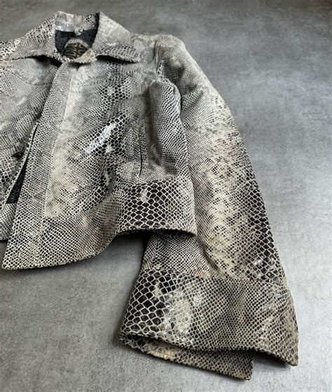 2000s Cavalli Varnished Python Skin Leather Jacket 🫦 Available Now On