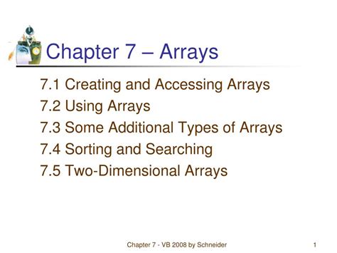 Ppt Chapter 7 â€“ Arrays Powerpoint Presentation Free Download Id3987162