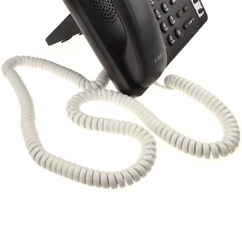 Kenable Telephone Handset Coiled Rj10 Plug To Rj10 Plug Cable Lead White 5m