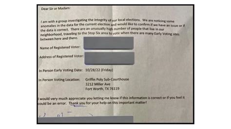 Early Voting Letter Prompts Response From Texas County R Fortworth