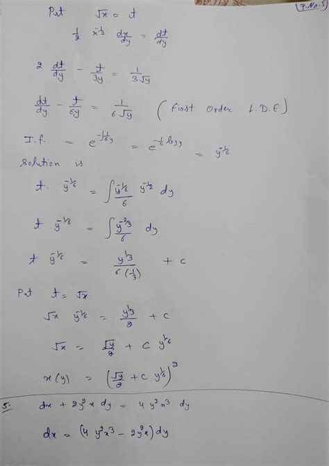 Solved DIFFERENTIAL EQUATION BERNOULLI SOLVE FOR THE FOLLOWING DEs See Course Hero