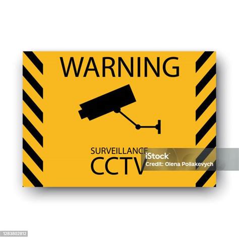 Tanda Kamera Cctv Vektor Menembak Tanda Persegi Peringatan Tanda