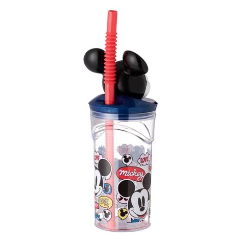 Pahar Cu Capac Si Pai Pentru Bauturimickey Mouse 3dplastic