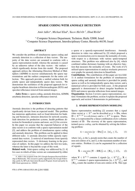 Pdf Sparse Coding With Anomaly Detection