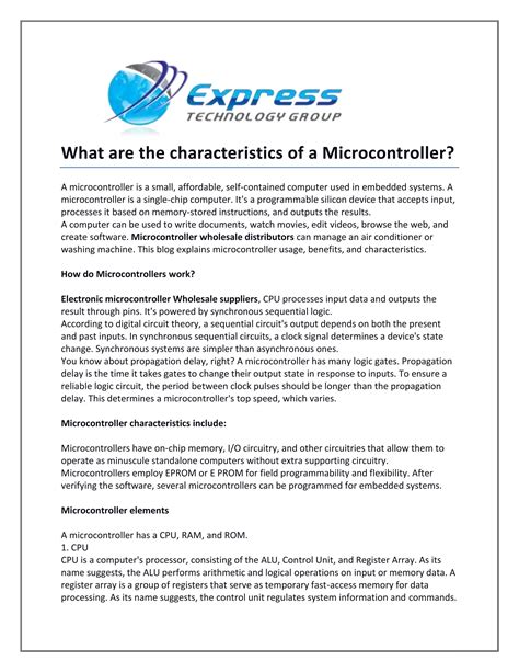 What Are The Characteristics Of A Microcontrollerpdf