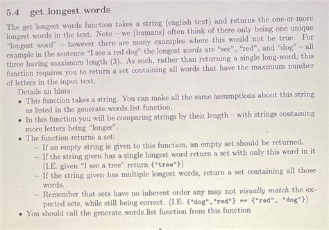 Solved 54 Getlongestwords The Get Longest Words Function