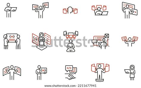 Vector Set Linear Icons Related Engineering Stock Vector Royalty Free 2211677941 Shutterstock