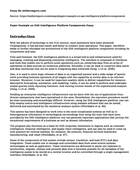 📌 Paper Example On Sas Intelligence Platform Components Free Essay Term Paper Example Free