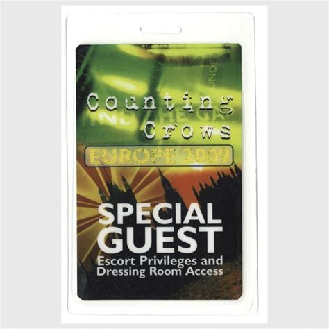 Counting Crows 2009 Concert Tour Guest Laminated Backstage Pass