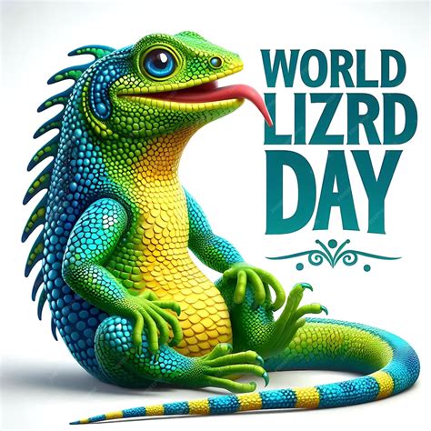 World Lizard Day Typography With Flat Illustrations Premium Ai