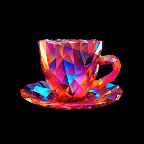 낮은 폴리 스타일 삼각 측량의 다색 컵 프리미엄 벡터