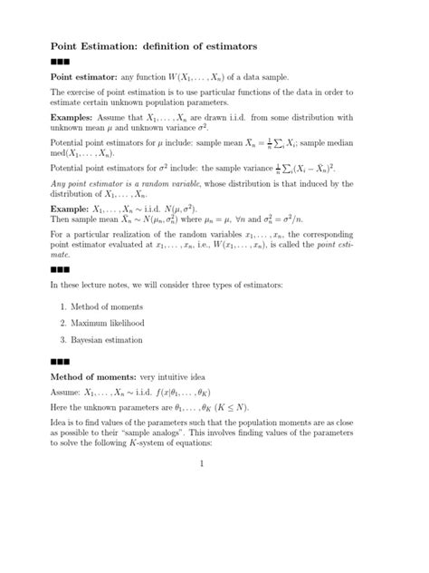 Point Estimation Definition Of Estimators Pdf Estimator