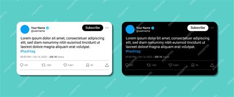 Premium Vector Set Of X Or Twitter Post Or Tweet Mockup Dark Amp Light Mode With Editable Text