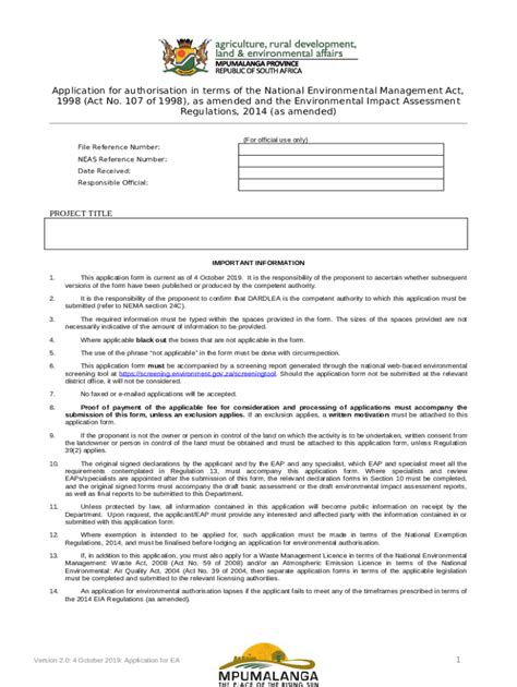 Application For Environmental Authorisation Doc Template Pdffiller